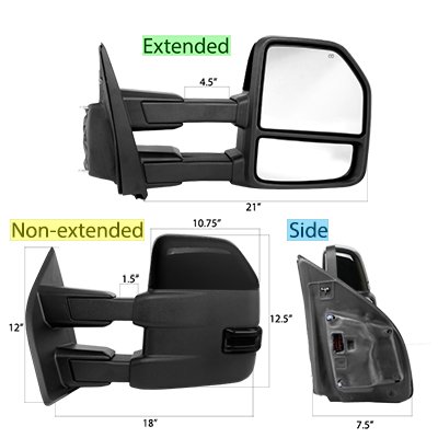 Ford F350 Super Duty 1999-2002 Glossy Black Towing Mirrors Smoked LED ...